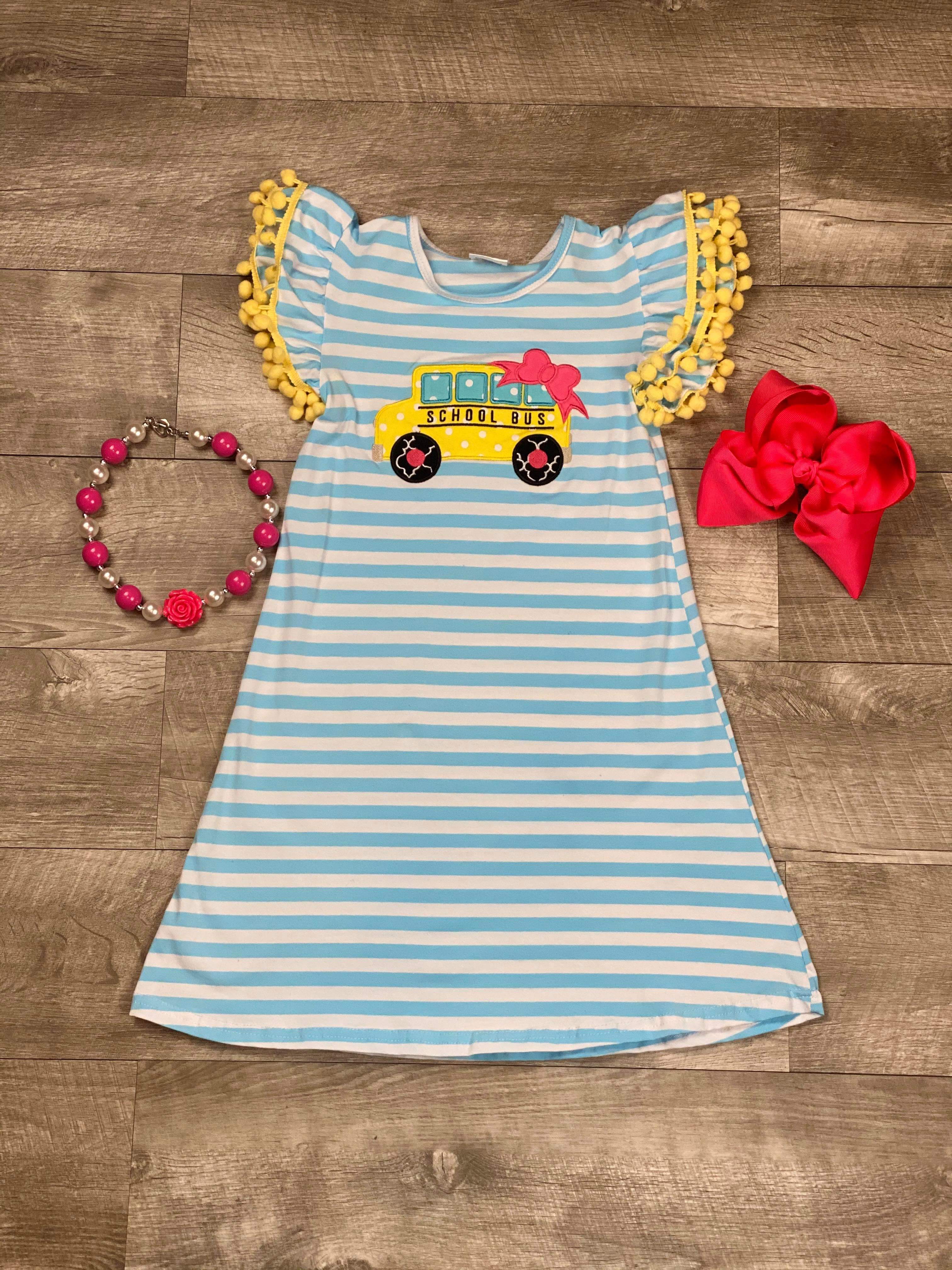 Blue Stripe Bus Dress Outfit – dashofglittercom